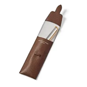 ASPINAL OF LONDON Pen Case In Deep Shine Amazon Croc - Brown