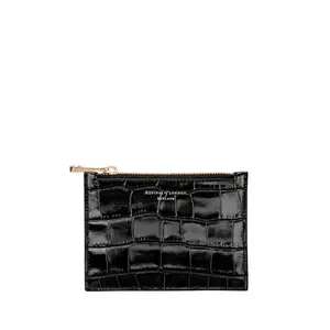 ASPINAL OF LONDON Small Essential Flat Pouch In Deep Shine Croc