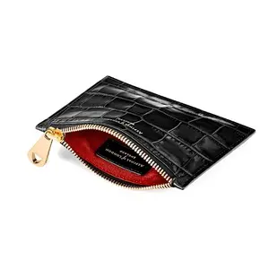 ASPINAL OF LONDON Small Essential Flat Pouch In Deep Shine Croc