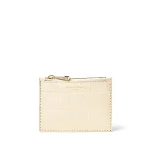 ASPINAL OF LONDON Small Essential Flat Pouch In Fig Pebble Ivory