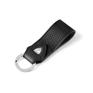 ASPINAL OF LONDON Leather Loop Keyring In Deep Shine Croc - Black