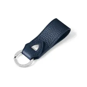 ASPINAL OF LONDON Small Leather Loop Keyring In Cardinal Pebble Blue