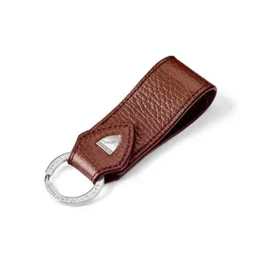 ASPINAL OF LONDON Leather Loop Keyring In Fig Pebble - Brown