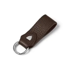 ASPINAL OF LONDON Leather Loop Keyring In Deep Shine Croc - Brown