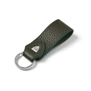 ASPINAL OF LONDON Leather Loop Keyring In Fig Pebble - Green