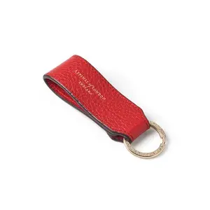 ASPINAL OF LONDON Leather Loop Keyring In Deep Shine Croc - Red
