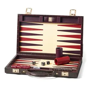 ASPINAL OF LONDON 15-inch Backgammon Set In Pebble - Brown