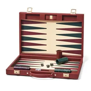 ASPINAL OF LONDON 15-inch Backgammon Set In Pebble - Red