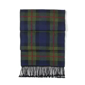 ASPINAL OF LONDON Premium Merino Wool Oversized Scarf In Merino Wool - Green/navy/red