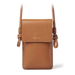ASPINAL OF LONDON Ella Crossbody Phone Pouch In Chocolate Pebble - Brown