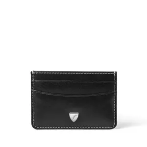ASPINAL OF LONDON Slim Credit Card Holder In Deep Shine Powder Lilac Small Croc Black