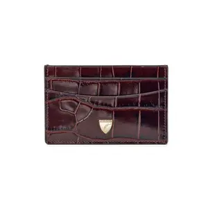 ASPINAL OF LONDON Slim Credit Card Holder In Racing Pebble Brown