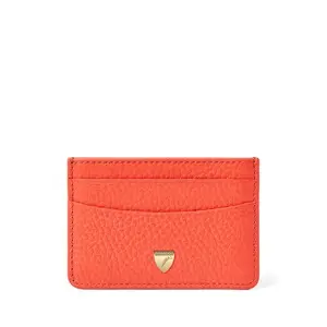 ASPINAL OF LONDON Slim Credit Card Holder In Racing Pebble Orange
