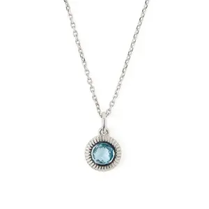 ASPINAL OF LONDON Gemstone Pendant Necklace In Swiss Topaz & 18ct Gold Vermeil - Blue