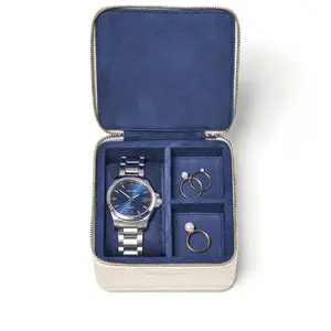 ASPINAL OF LONDON Travel Watch And Ring Box - Ivory
