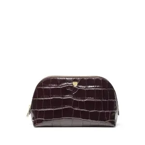 ASPINAL OF LONDON Classic Makeup Case In Deep Shine Ever Small Croc - Brown