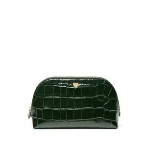 ASPINAL OF LONDON Classic Makeup Case In Deep Shine Ever Small Croc - Green