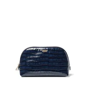 ASPINAL OF LONDON Classic Makeup Case In Moleskin Soft Saffiano Navy