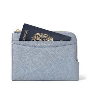ASPINAL OF LONDON Zipped Travel Wallet In Cardinal Pebble - Blue