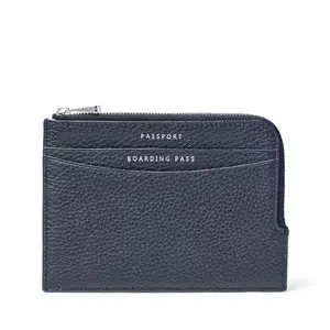 ASPINAL OF LONDON Zipped Travel Wallet In Tobacco Pebble - Blue