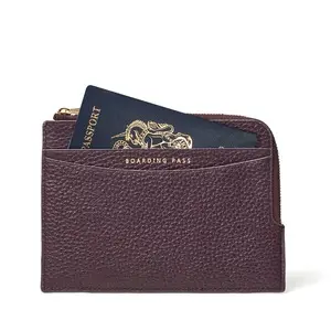 ASPINAL OF LONDON Zipped Travel Wallet In Cardinal Pebble - Purple