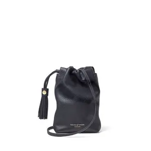 ASPINAL OF LONDON Soho Crossbody Pouch In Moleskin Woven Leather Navy