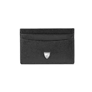 ASPINAL OF LONDON Slim Credit Card Holder In Saffiano - Black