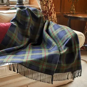 ASPINAL OF LONDON Merino Wool Tartan Throw In House Of Aspinal Tartan - Multi-colour