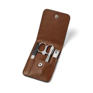ASPINAL OF LONDON Manicure Set In Tobacco Pebble - Brown