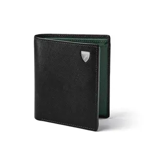 ASPINAL OF LONDON Id & Coin Rfid Wallet In & Green Saffiano - Black/green