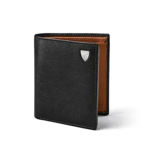 ASPINAL OF LONDON Id & Coin Rfid Wallet In Saffiano - Black/tan