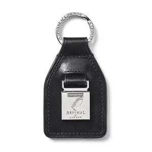 ASPINAL OF LONDON Shield & Plaque Keyring In Navy Pebble - Black