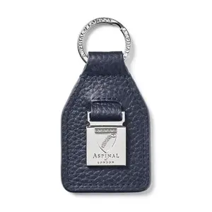 ASPINAL OF LONDON Shield & Plaque Keyring In Navy Pebble - Blue