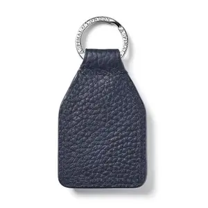 ASPINAL OF LONDON Shield & Plaque Keyring In Navy Pebble - Blue