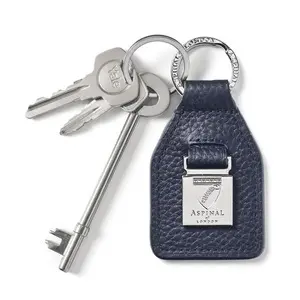 ASPINAL OF LONDON Shield Plaque Keyring In Smooth English Tan