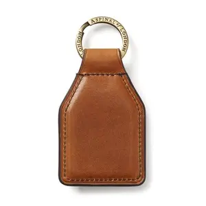 ASPINAL OF LONDON Shield Plaque Keyring In Smooth English Tan