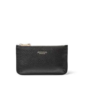 ASPINAL OF LONDON Ella Card & Coin Holder In Pebble - Black