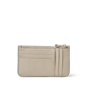 ASPINAL OF LONDON Ella Card & Coin Holder In Pebble Grey