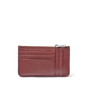 ASPINAL OF LONDON Ella Card & Coin Holder In Pebble Red