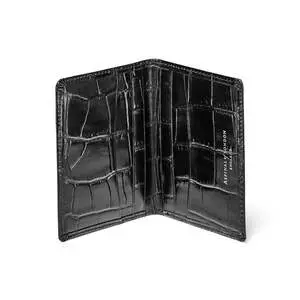 ASPINAL OF LONDON Double Fold Credit Card Holder In Smooth & Ruby Red - Black
