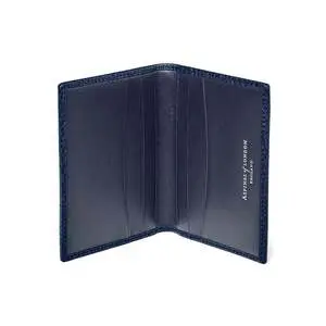 ASPINAL OF LONDON Double Fold Credit Card Holder In Tobacco Pebble - Blue