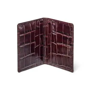 ASPINAL OF LONDON Double Fold Credit Card Holder In Smooth Navy & Marmalade - Brown
