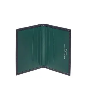 ASPINAL OF LONDON Double Fold Credit Card Holder In Pebble - Navy/blue