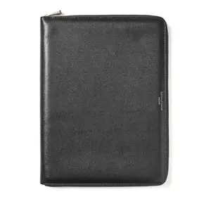 ASPINAL OF LONDON Executive Zipped Padfolio In Navy Saffiano - Black