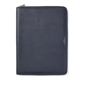 ASPINAL OF LONDON Executive Zipped Padfolio In Navy Saffiano - Blue