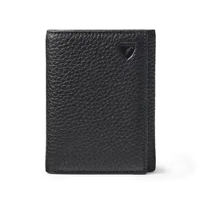 ASPINAL OF LONDON Trifold Wallet In Navy Pebble - Black