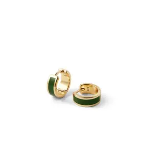 ASPINAL OF LONDON Enamel Huggie Earrings - Green