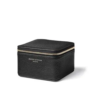 ASPINAL OF LONDON Travel Watch & Ring Box In Pebble - Black