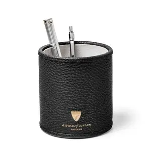 ASPINAL OF LONDON Round Pen Pot In Navy Pebble - Black