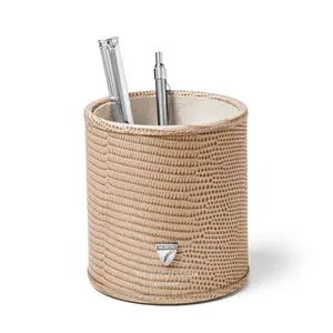 ASPINAL OF LONDON Round Pen Pot In Pebble Neutral